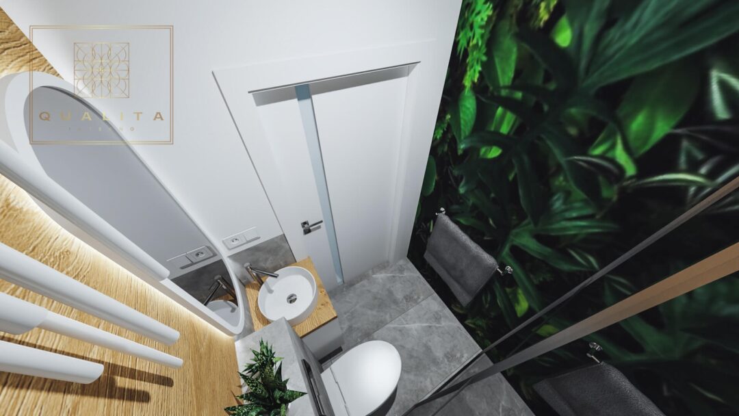 Łazienka 2m2 z szafą przesuwną - Qualita Interno